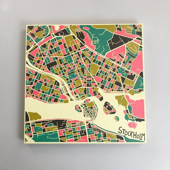 FAB | Art | Stockholm Aerial Street Map Canvas Print 6x16 Wall Decor ...